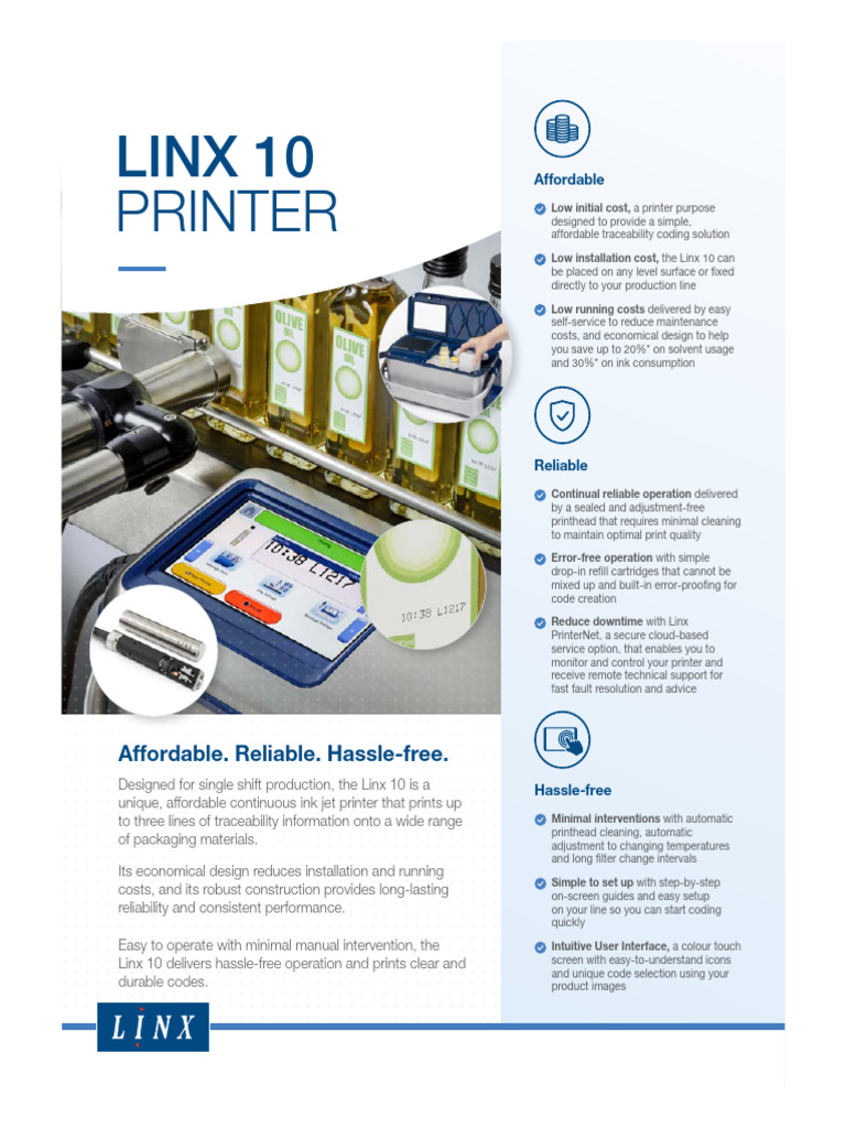Linx-10-Datasheet (E) | PDF | Printer (Computing) | Computing