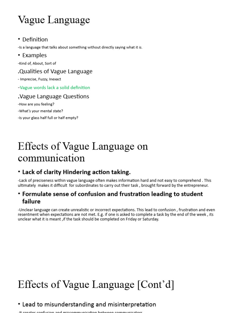 Vague Language Presentation | PDF