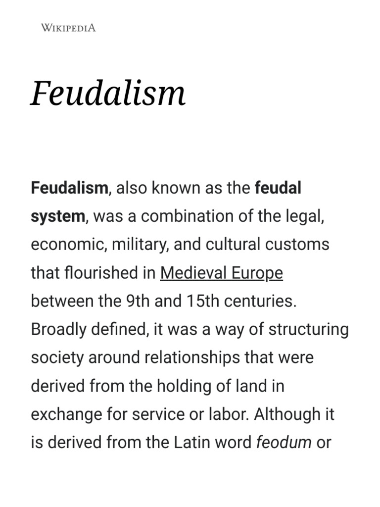 Feudalism - Wikipedia | PDF | Feudalism | Middle Ages