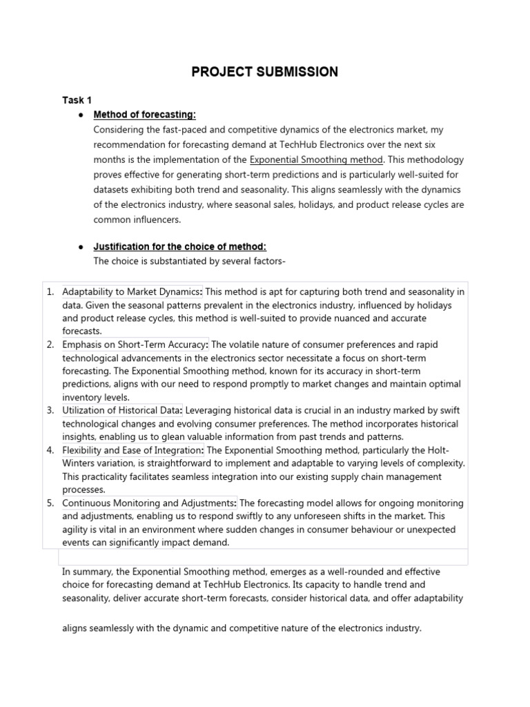 Project+Sample+Template+ (1) (Repaired) An | PDF | Forecasting | Supply Chain