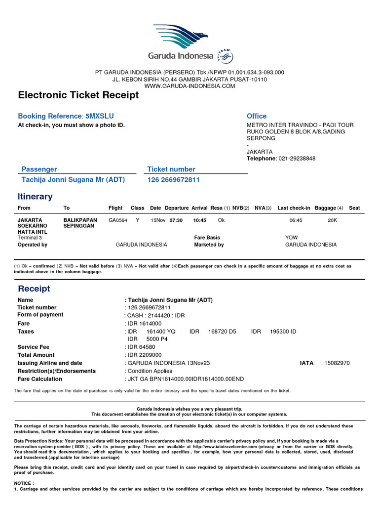 Your Electronic Ticket Receipt (1) | PDF | Dangerous Goods | Transport