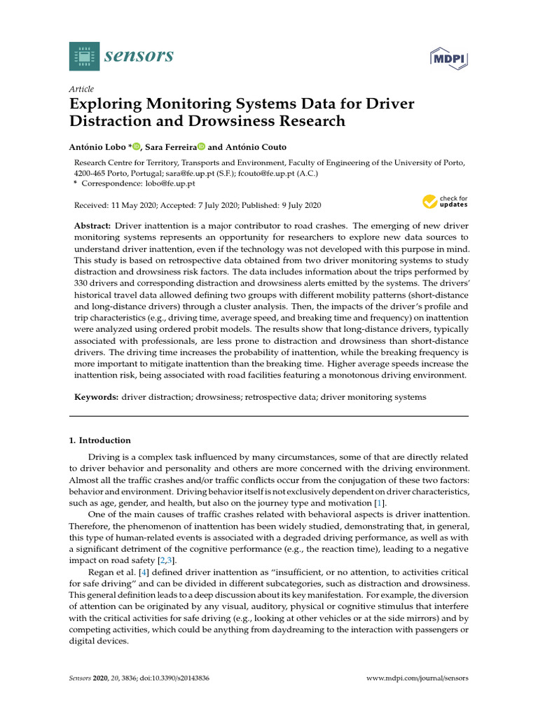 Exploring Monitoring Systems Data For Driver Distraction And Drowsiness