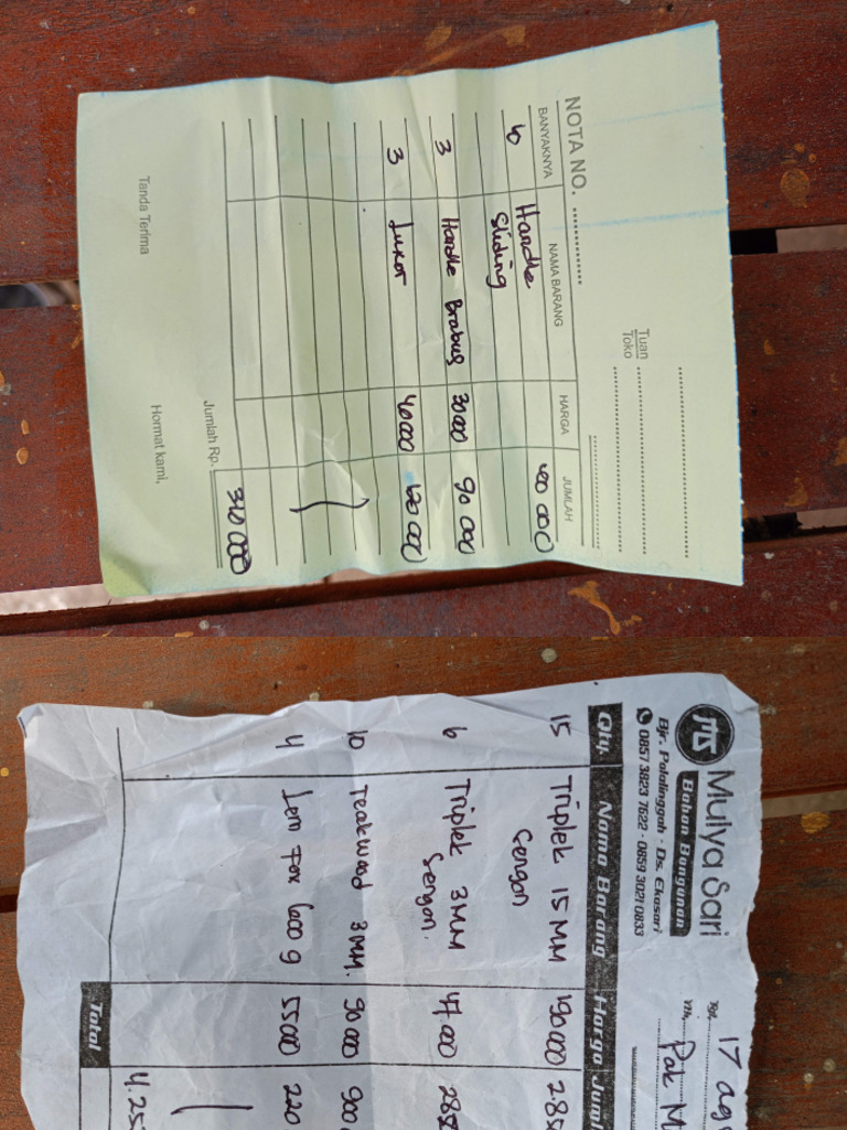 Contoh Nota Pembelian KAYU | PDF