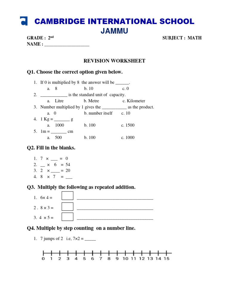 Grade 2 Maths Revision Worksheet | PDF | Metrology | Science