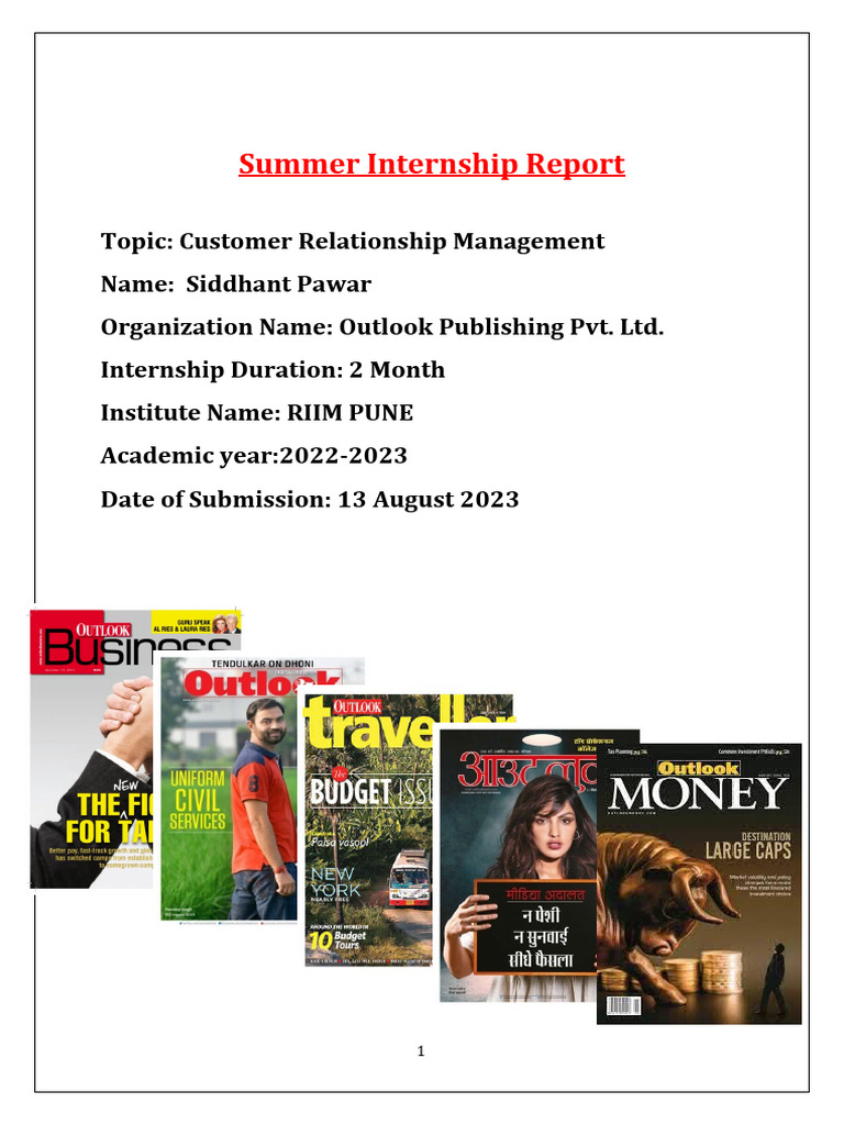 Summer Internship Report Vikesh | PDF | Customer Relationship Management | Customer Satisfaction