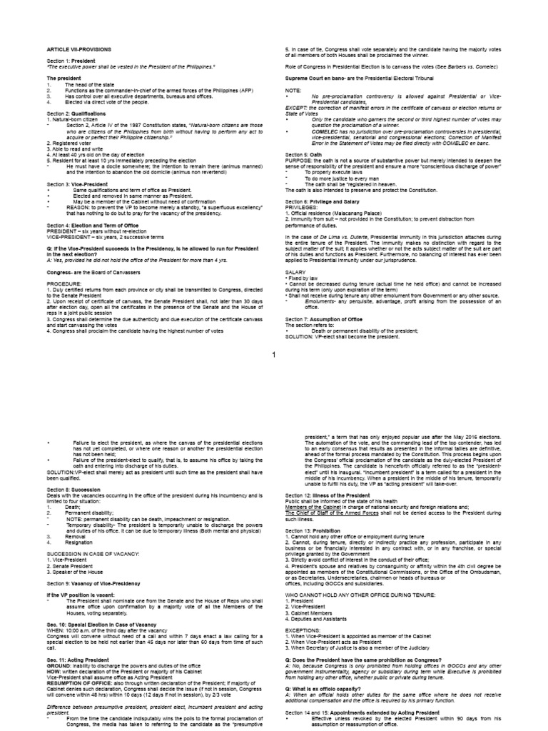 Article Vii - Provisions Final | PDF | Pardon | American Government