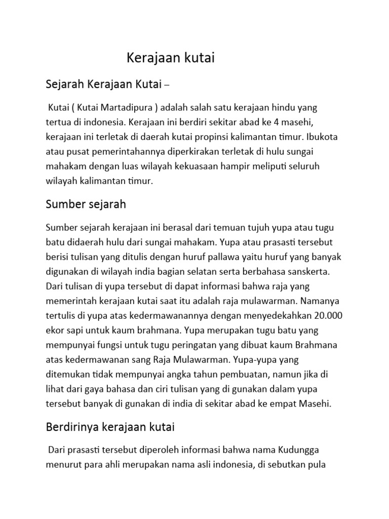 Sejarah dan Kejayaan Kerajaan Kutai | PDF | Agama & Spiritualitas