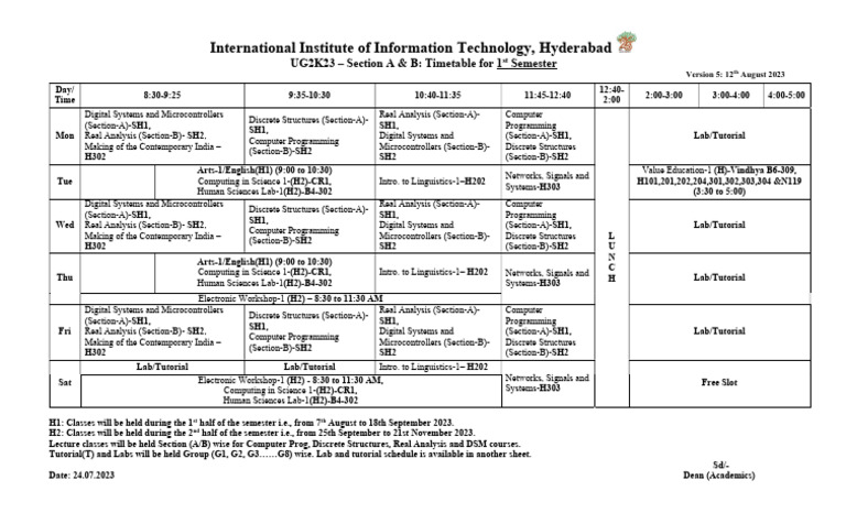 UG2K23 M23-Timetable V5 | PDF | Office Equipment | Electrical Engineering