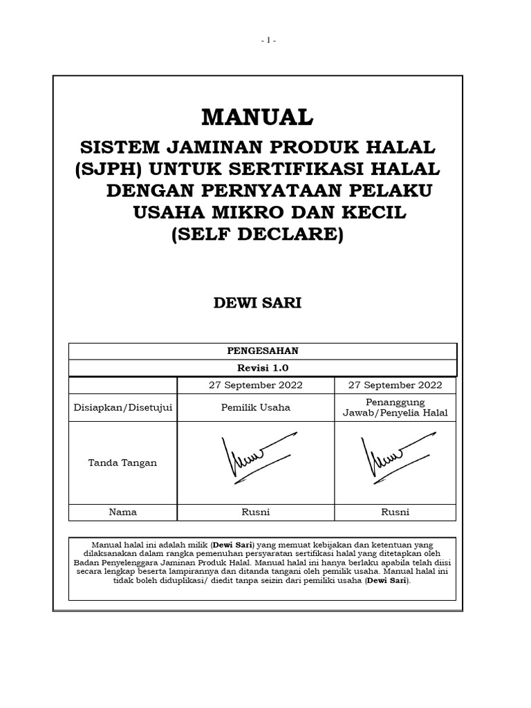 Manual Halal Jus Pakcoy Dewi Sari | PDF | Kesehatan Holistik