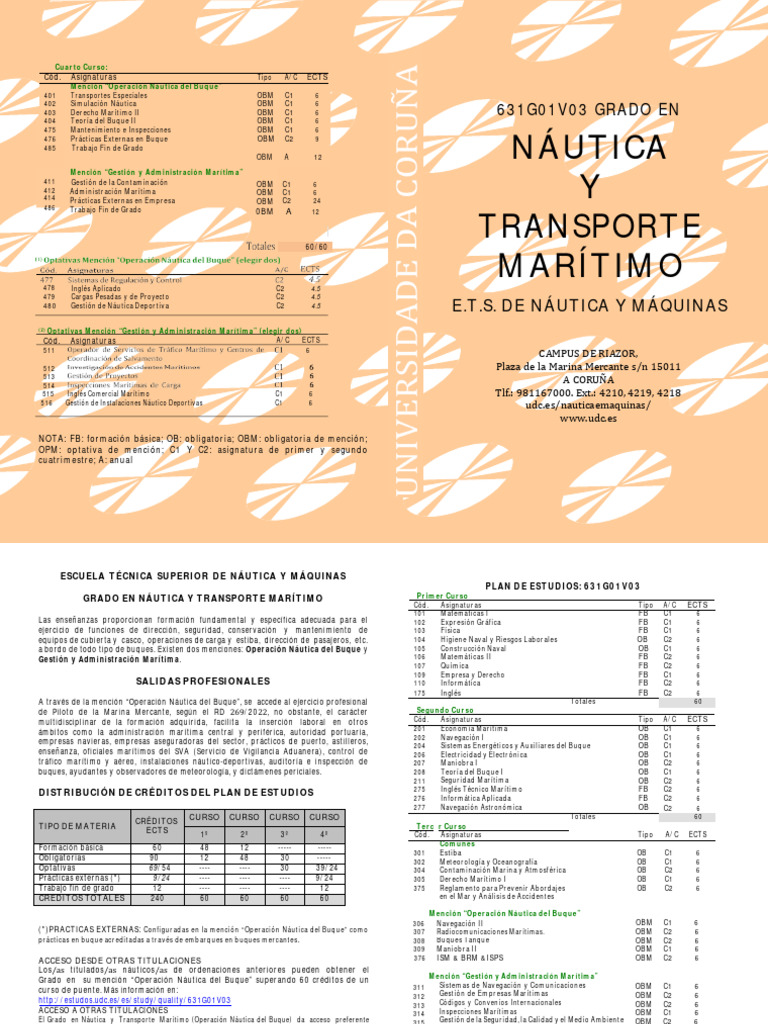 Diptico-Grado-Nautica-y-TM-631G01V03.pdf_2063069294 | PDF | Buques | Transporte de agua