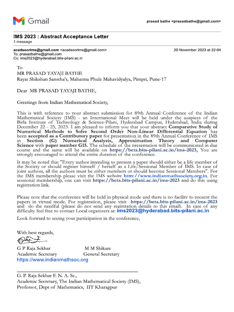 Acceptance Letter | PDF