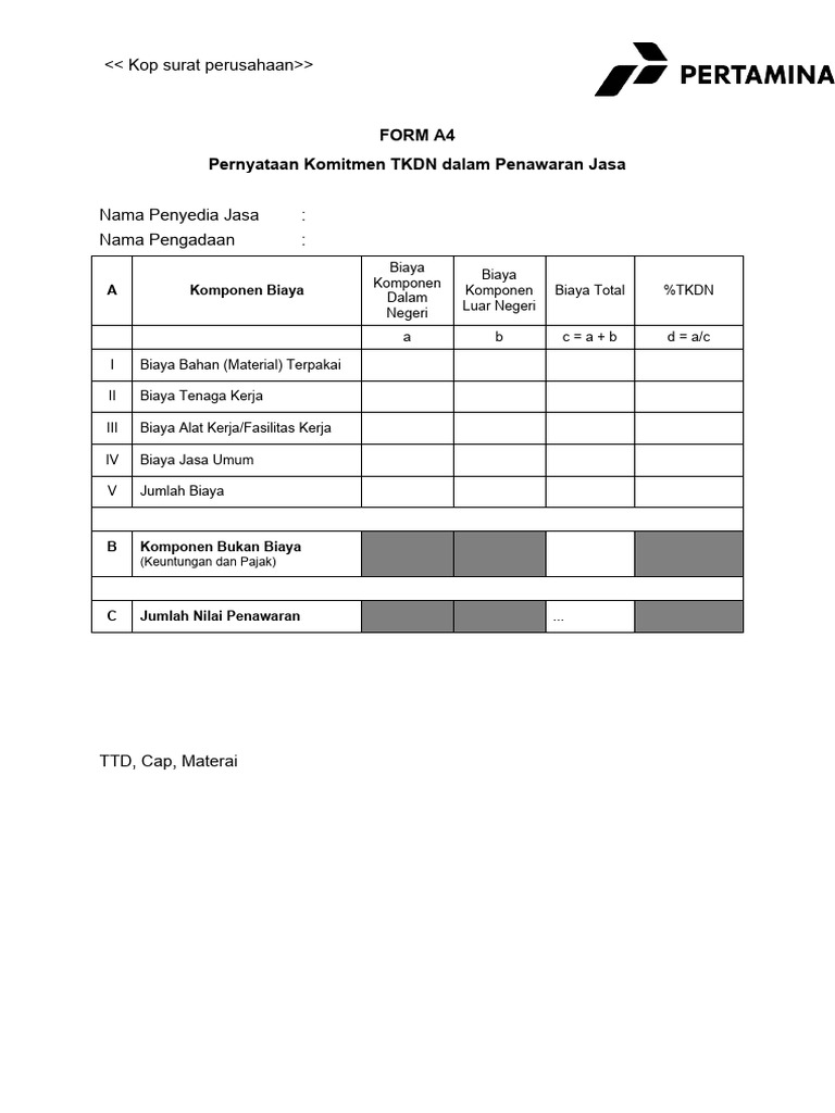 Form TKDN Form A4 | PDF