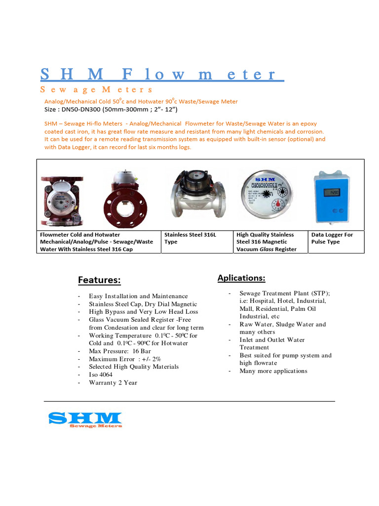 SHM Sewage Flowmeter | PDF