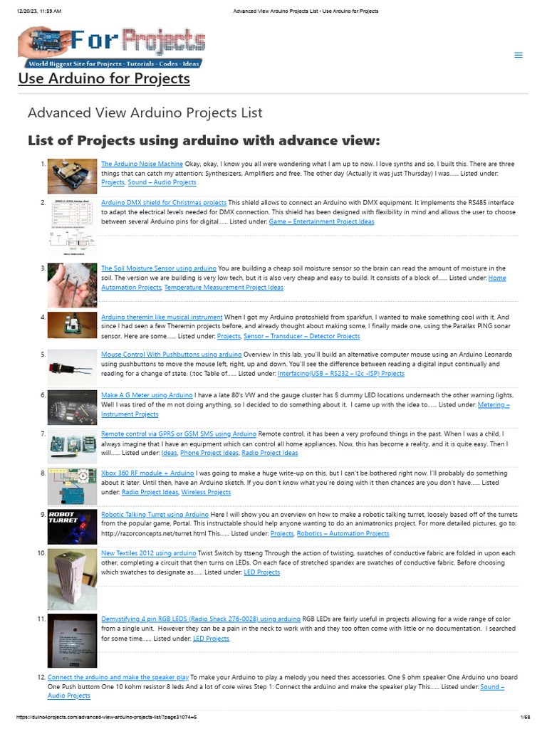Advanced View Arduino Projects List - Use Arduino For Projects | PDF