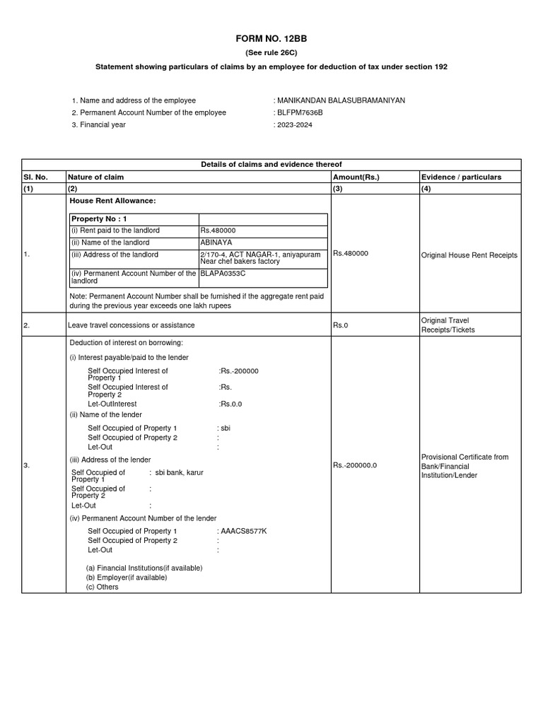 2023 Tax Declaration | PDF | Loans | Interest