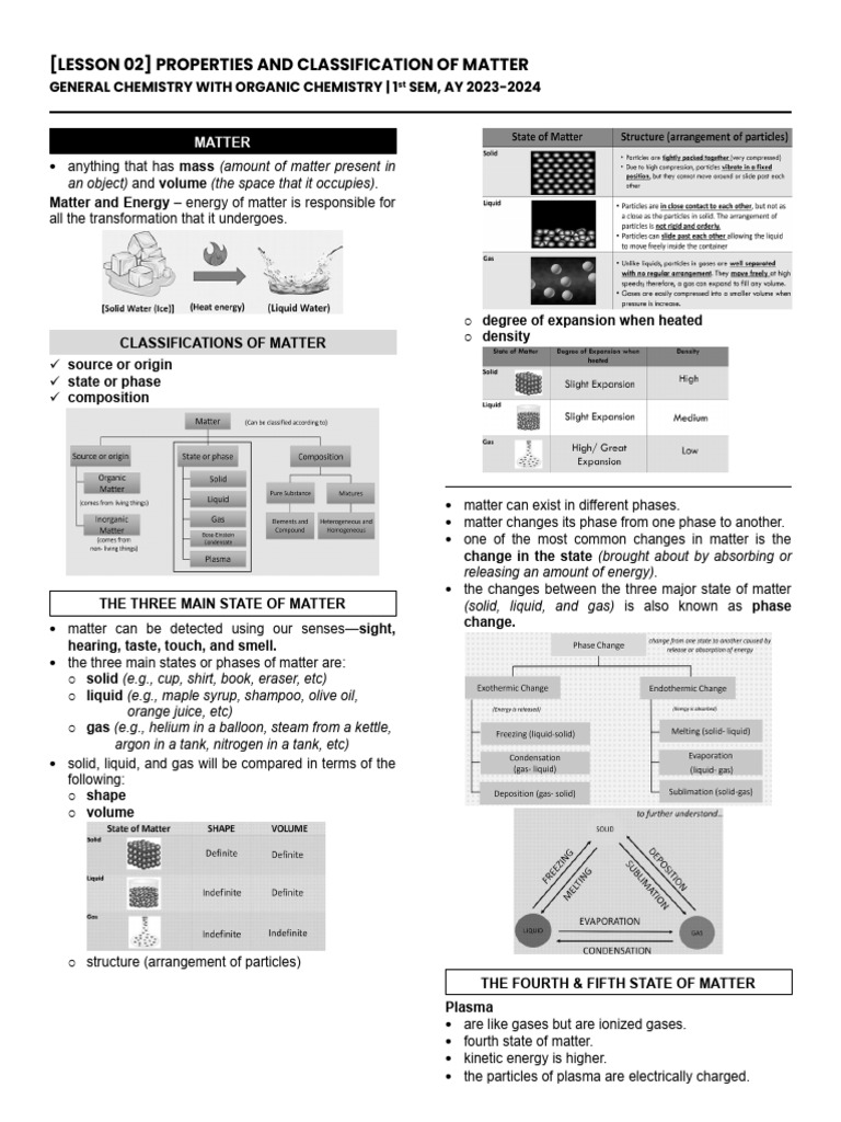 Properties And Classification Of Matter Pdf