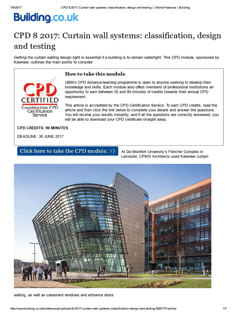 CPD 8 2017 - Curtain Wall Systems | PDF