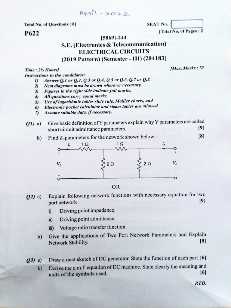 QP ELC April 2022 | PDF | Electric Motor | Electrodynamics