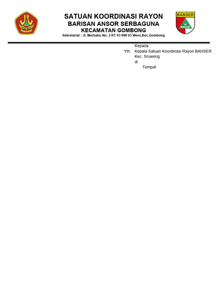 Kop Surat BANSER Kec. Gombong | PDF
