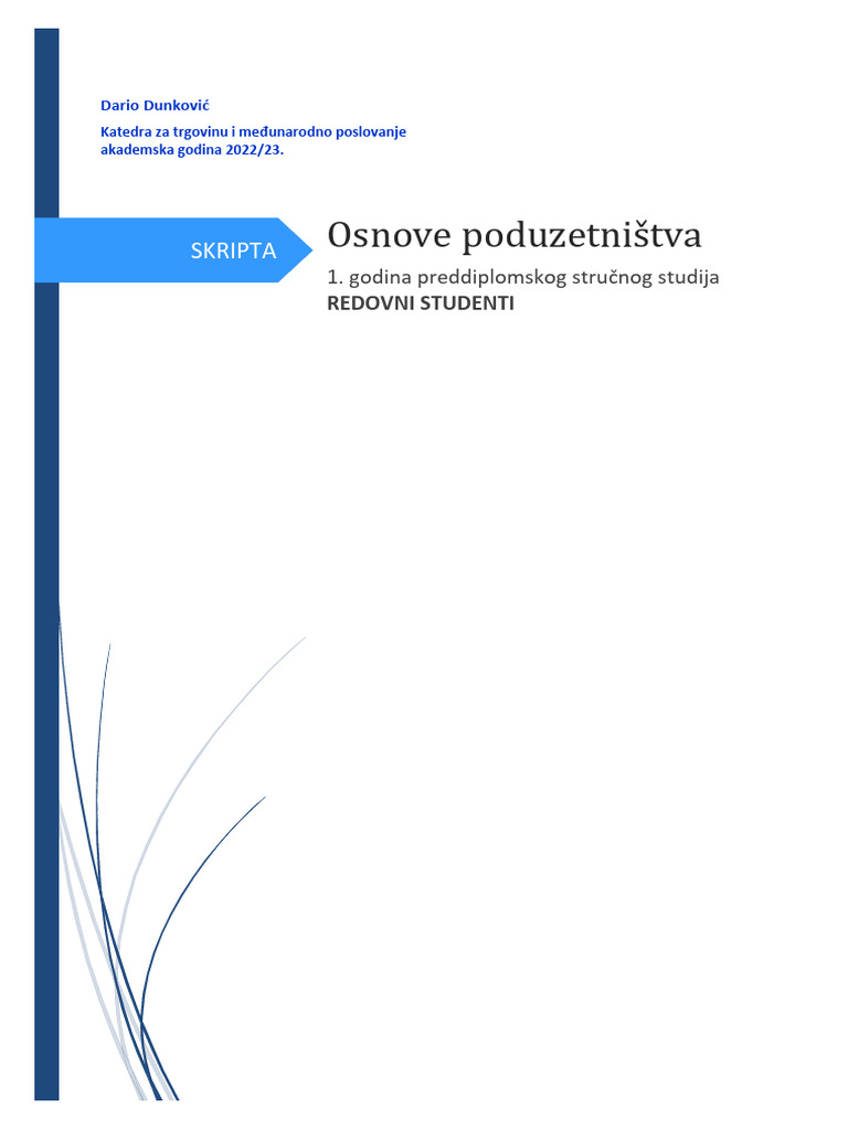 SKRIPTA ZA OSNOVE PODUZETNIŠTVA 2022_23 | PDF
