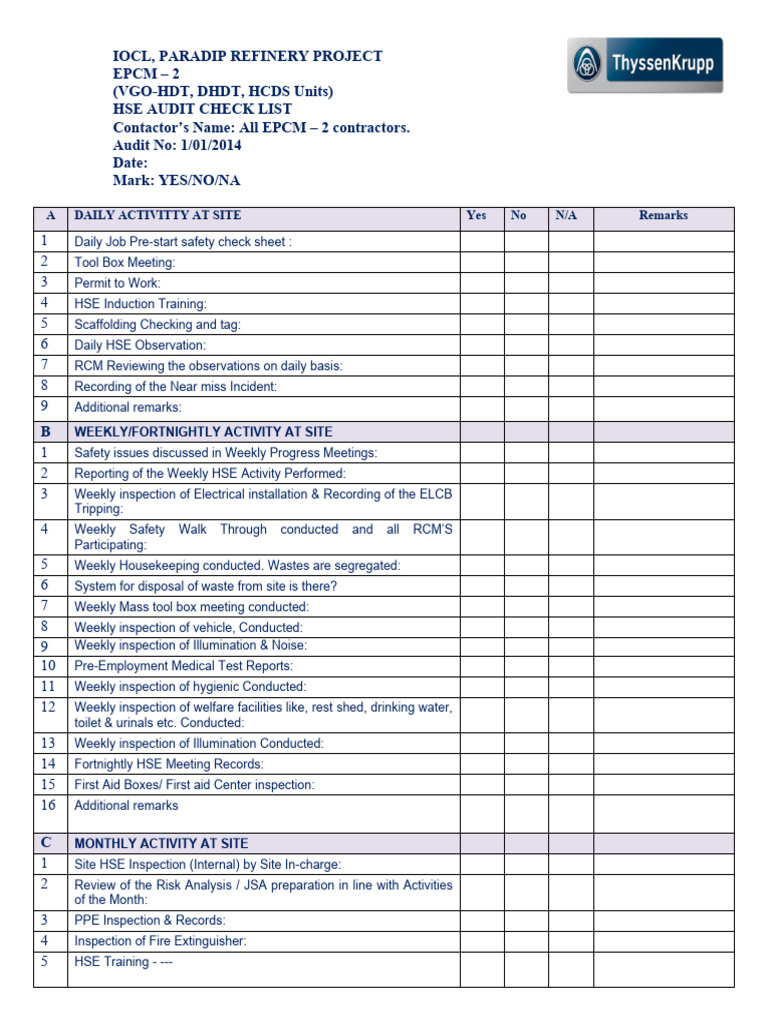Audit Check List | PDF