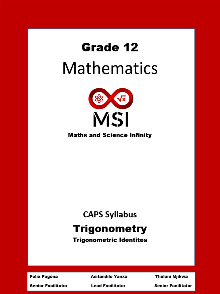 Grade 12 Trigonometric Identities Guide | PDF