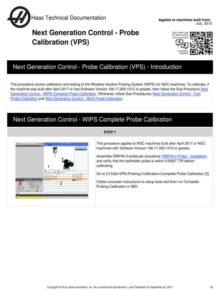 Next Generation Control Probe Calibration Vps | PDF | Calibration | Computing