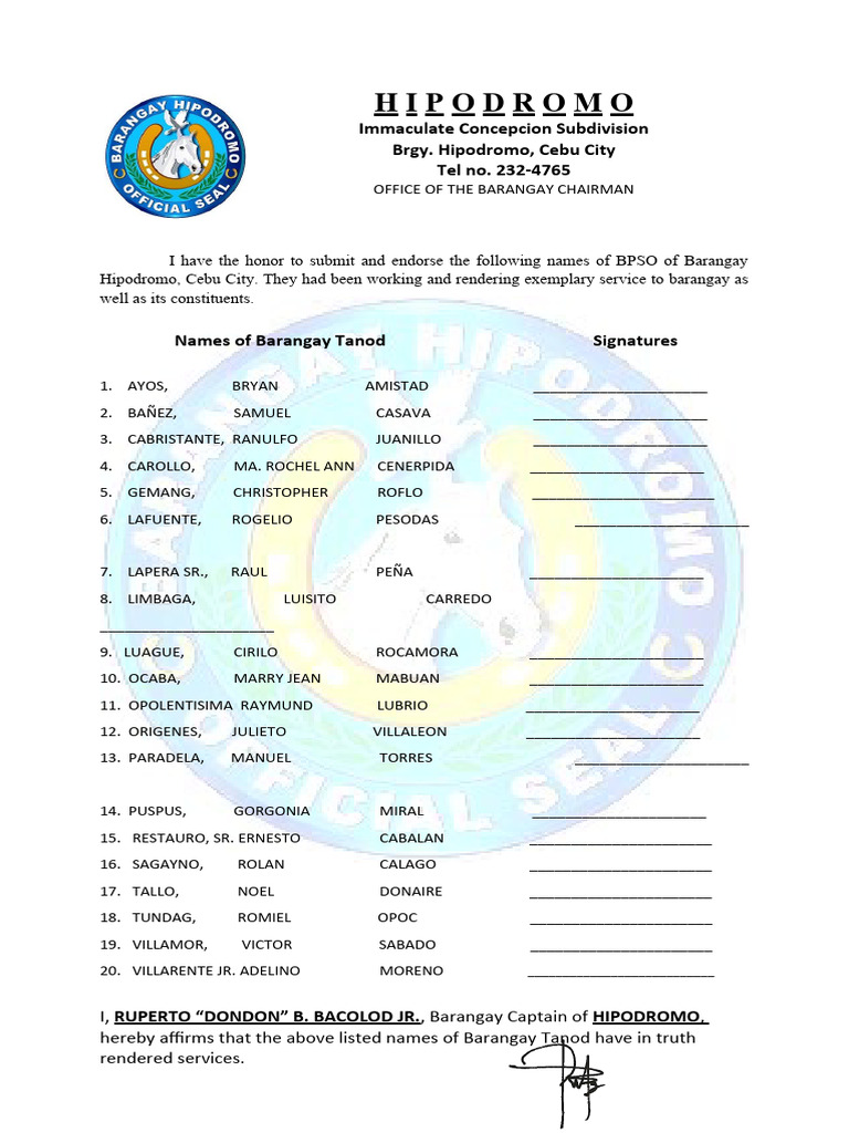 Rendered Service BPSO 2023 | PDF