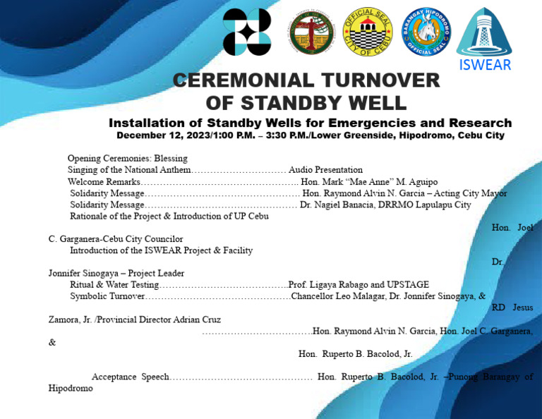 Ceremonial Turnover Ceremony Iswear | PDF