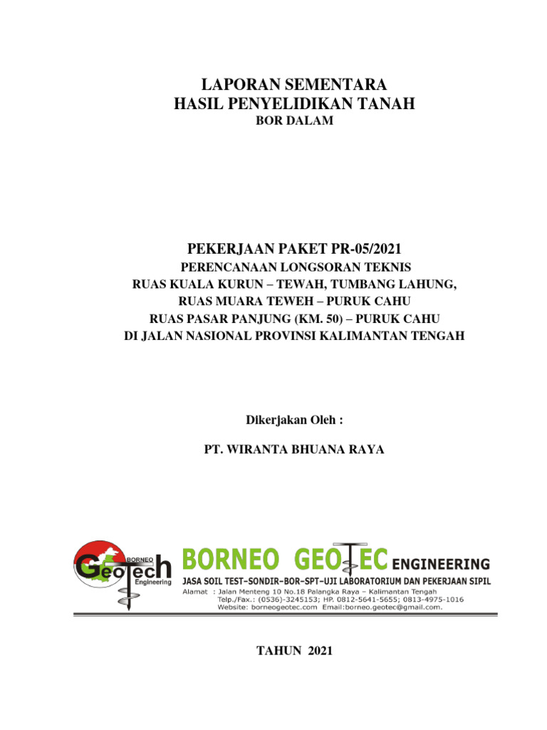 Laporan Sementara Boring | PDF