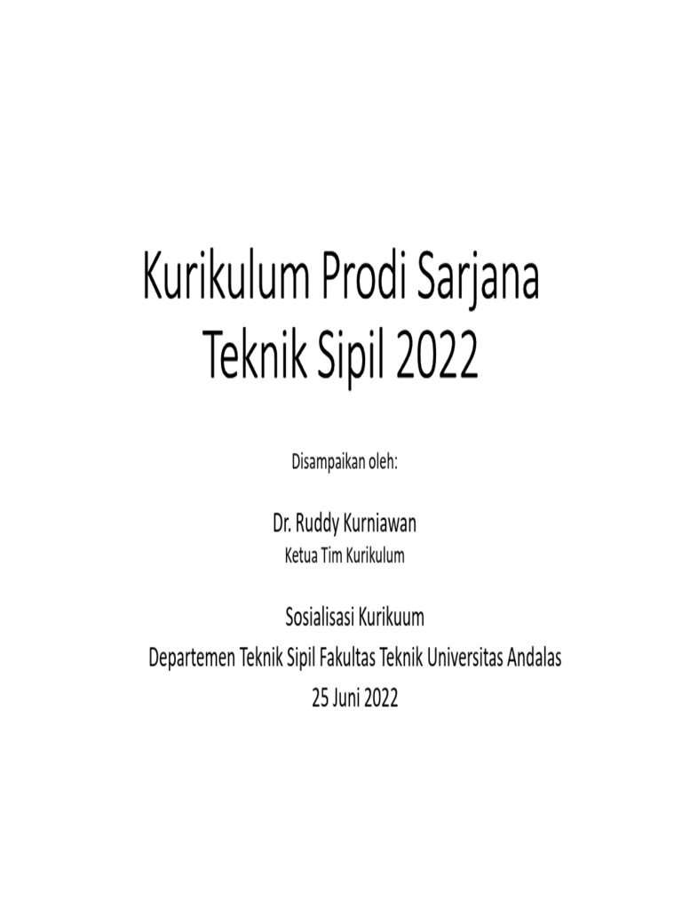 Sosialisasi Kurikulum Prodi Sarjana Teknik Sipil 2022 | PDF