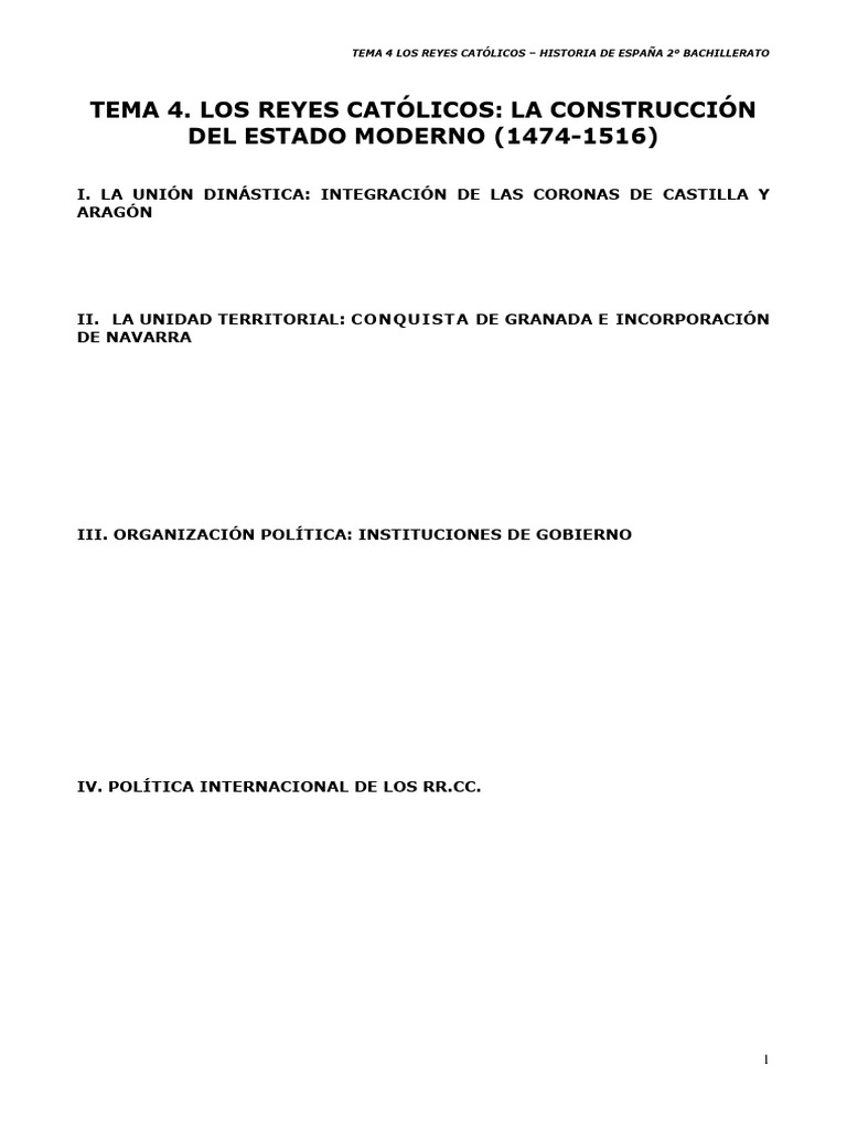 TEMA 4 Los Reyes Católicos (1474-1516) | PDF
