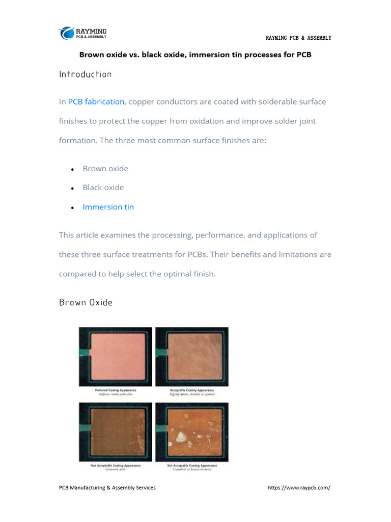 Brown Oxide vs. Black Oxide, Immersion Tin Processes For PCB | PDF