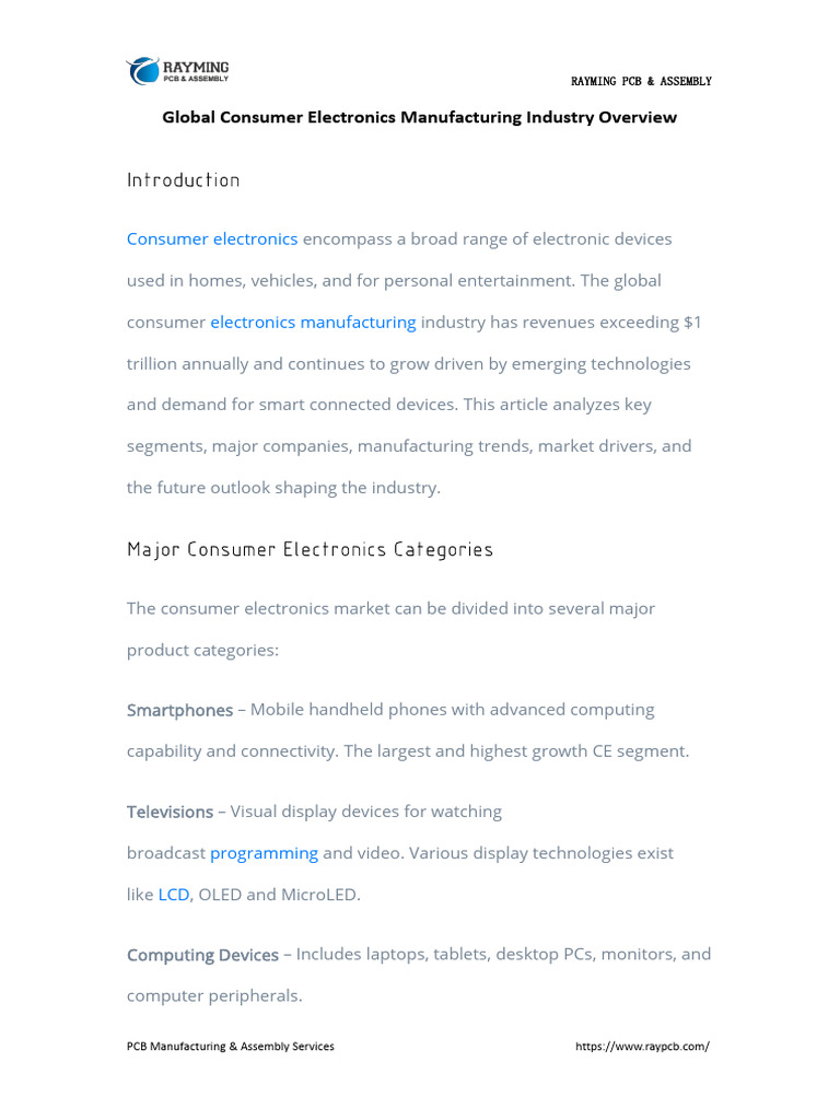 Global Consumer Electronics Manufacturing Industry Overview | PDF ...