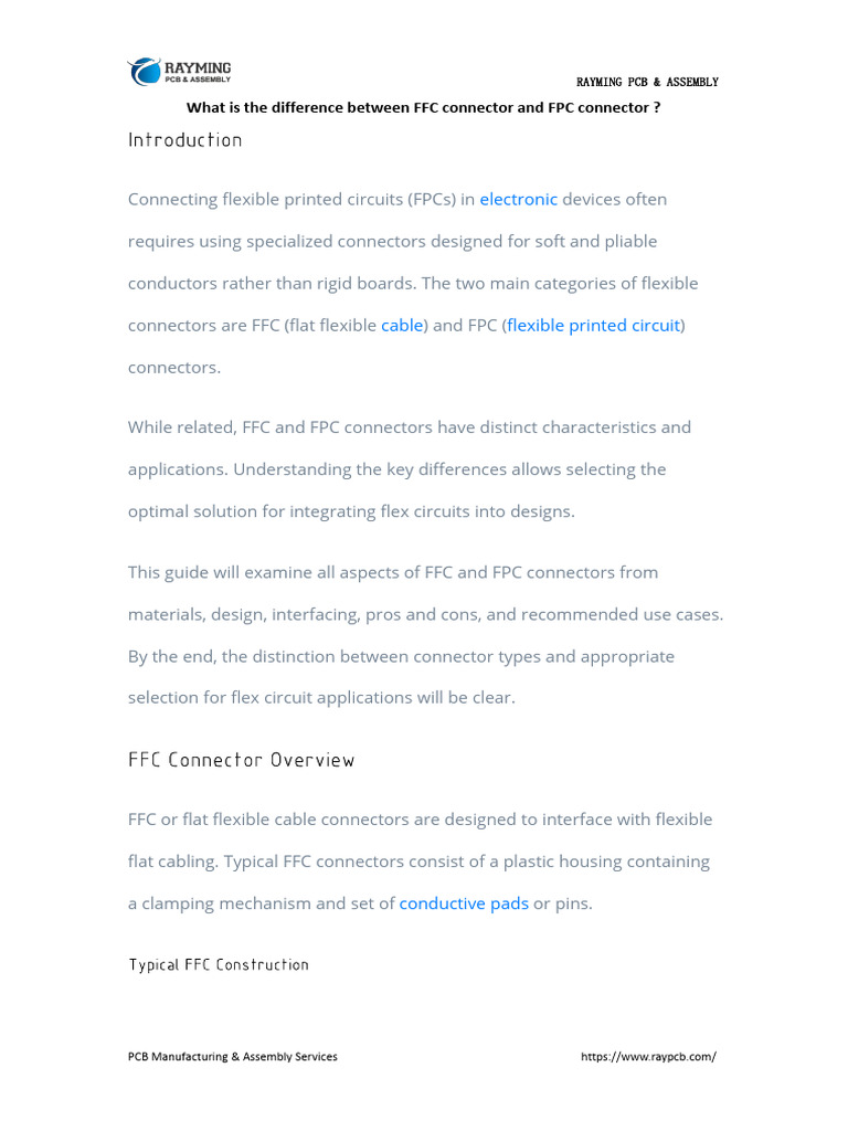 What Is The Difference Between Ffc Connector And Fpc Connector Pdf Electrical Connector