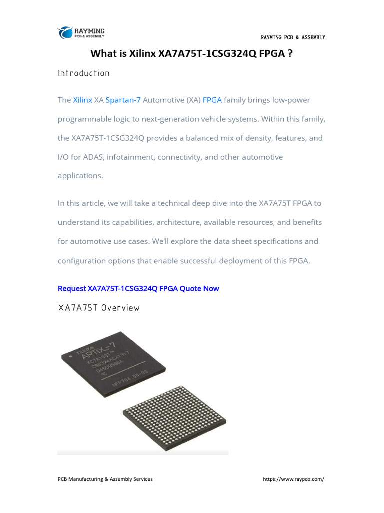 What Is Xilinx Xa7a75t-1csg324q Fpga | PDF | Field Programmable Gate Array | Digital Signal ...