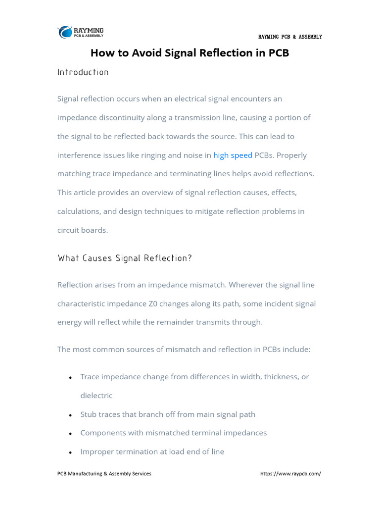 How To Avoid Signal Reflection in PCB | PDF | Printed Circuit Board ...