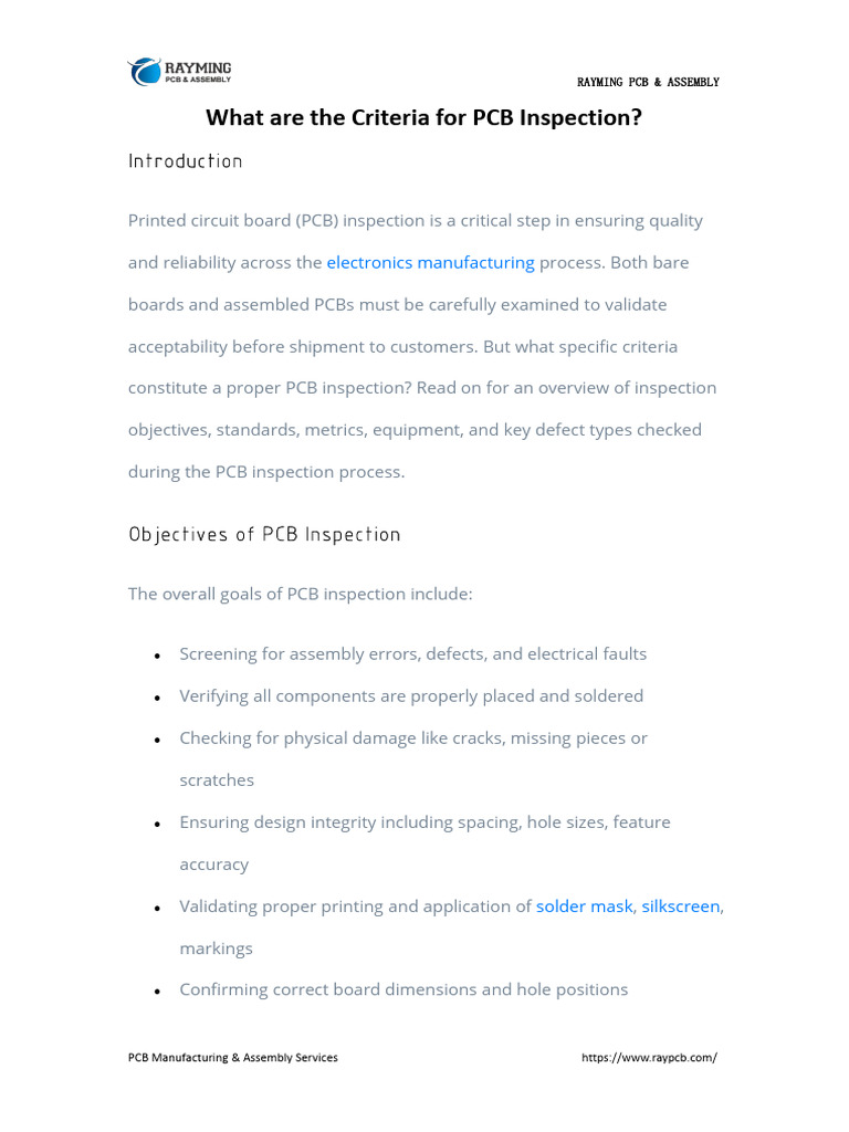 What Are The Criteria For PCB Inspection | PDF | Printed Circuit Board ...