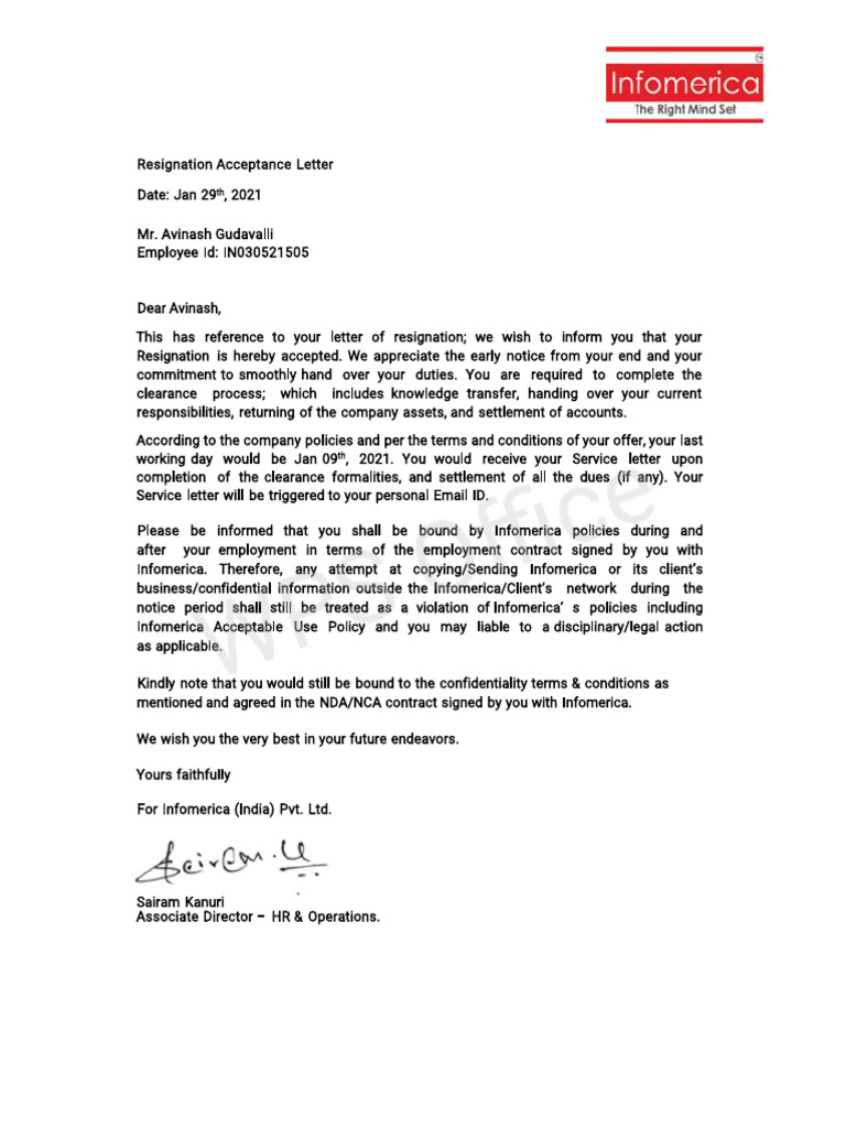 Informerica Relieving Letter | PDF