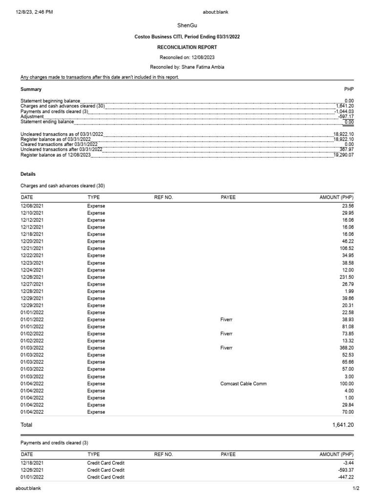 shengCIT - RECON | PDF | Payments | Credit Card