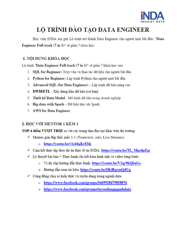 (INDA) L Trình TR Thành Data Engineer T12 | PDF