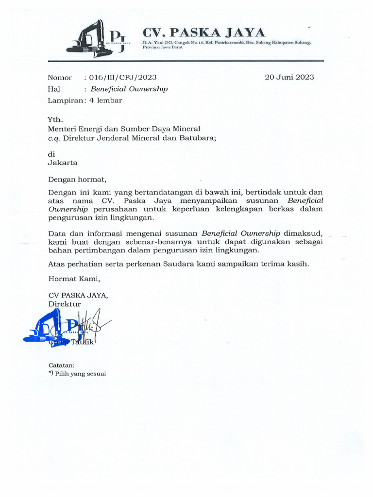 Contoh Beneficial Ownership | PDF