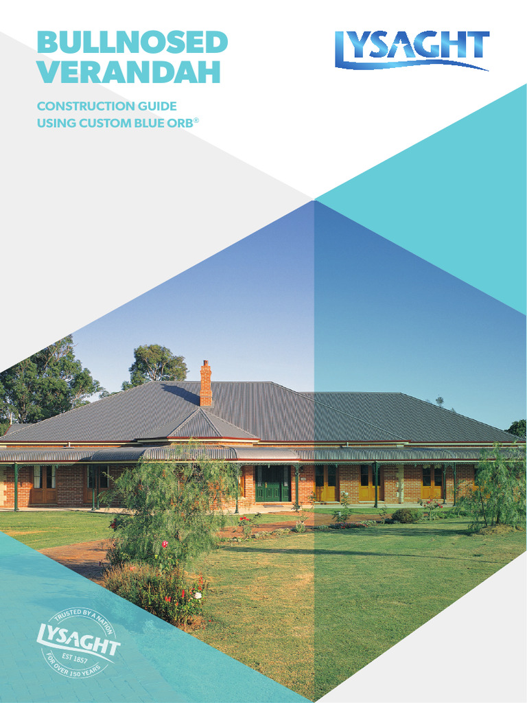 Lysaght Custom Blue Orb Bullnose Verandah Construction Guide September 2016 | PDF | Screw | Truss