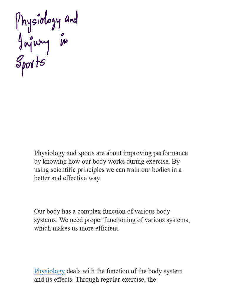 Physiology and Injury in Sports | PDF | Skeletal Muscle | Flexibility ...