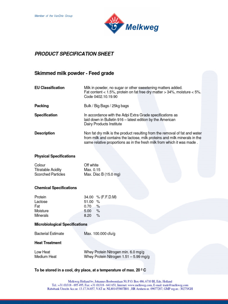 Skimmed Milk Powder Feed Grade SMP | PDF