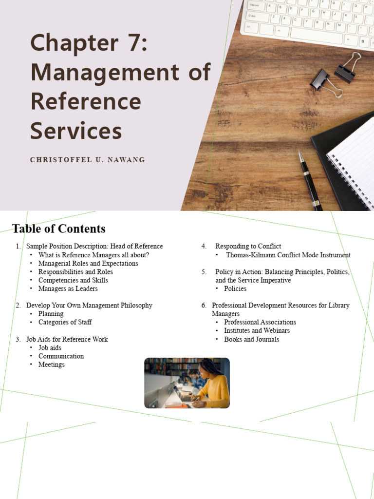 Chapter 7 Management of Reference Services | PDF | Leadership | Libraries