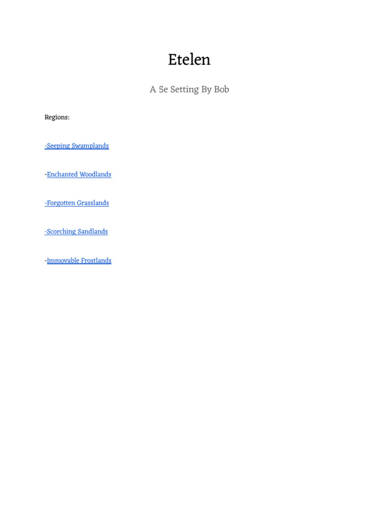 THRUNNEST - A Homebrew Setting | PDF | Language Arts & Discipline | History