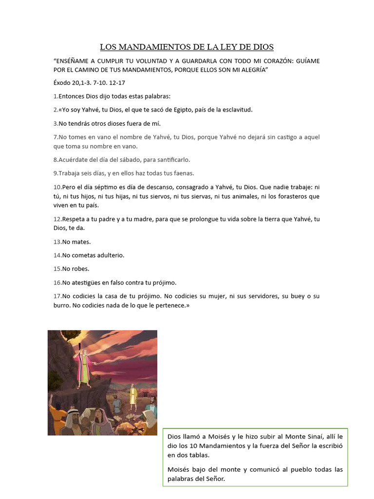 LOS MANDAMIENTOS DE LA LEY DE DIOS | PDF | Diez Mandamientos | Creencia religiosa y doctrina