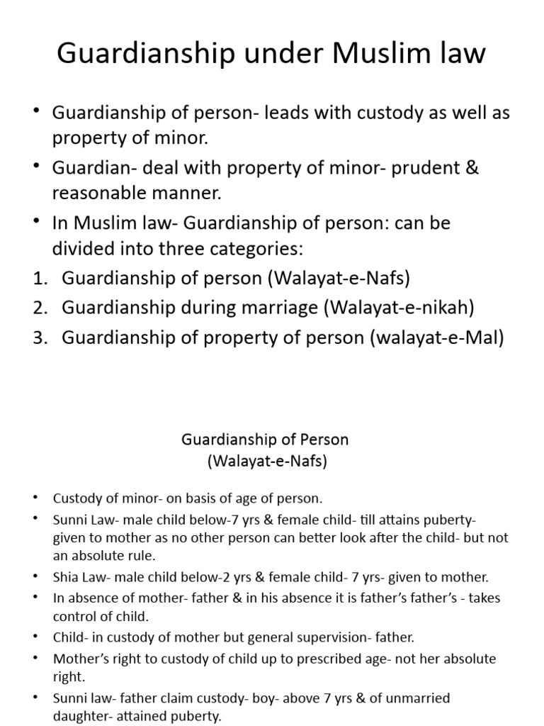 Guardianship Under Muslim Law | Download Free PDF | Legal Guardian ...