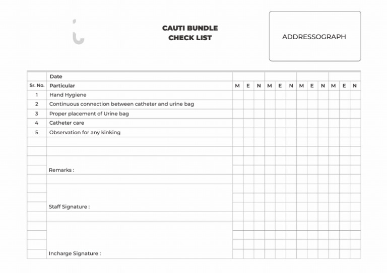 CAUTI Prevention Checklist | PDF